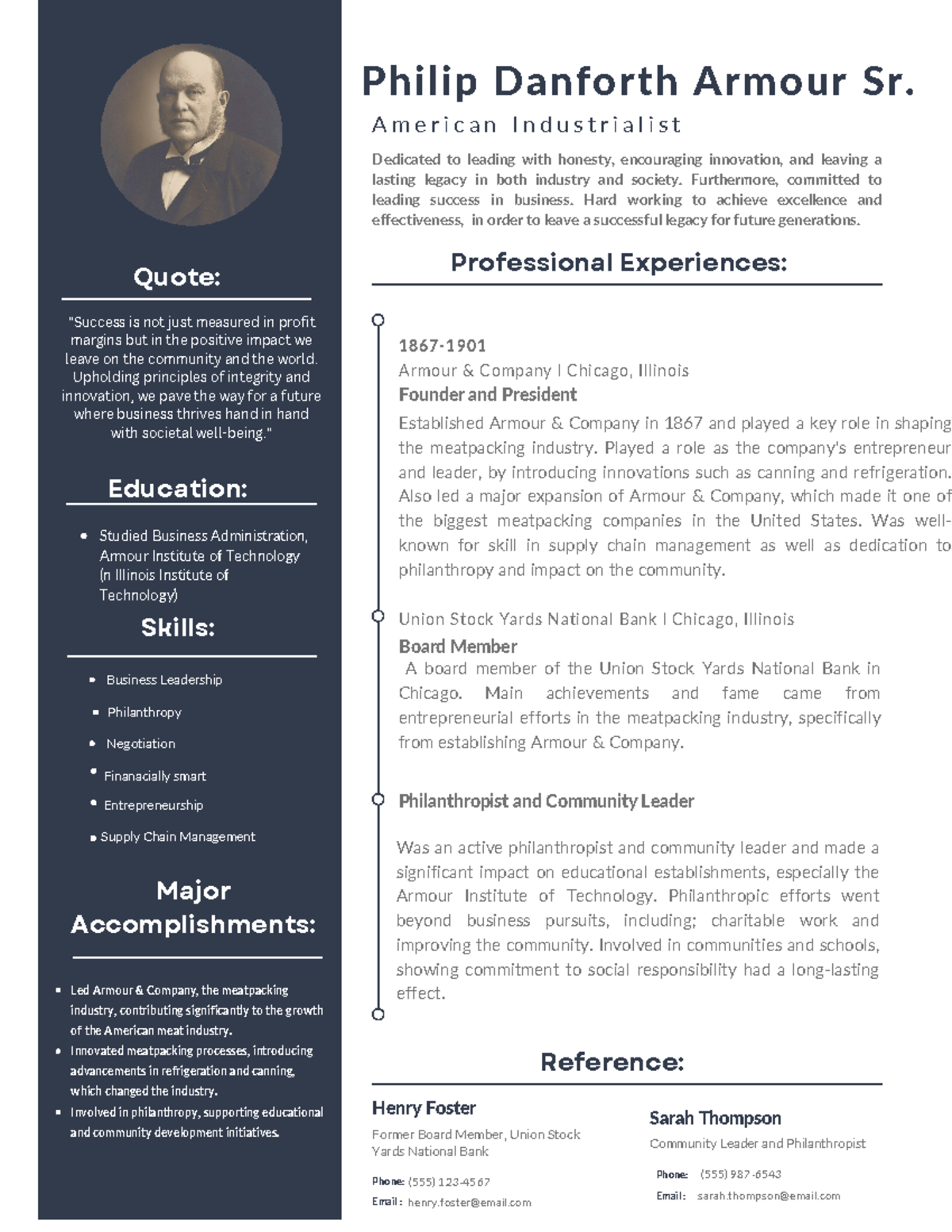 Black White Minimalist CV Resume - Quote: Education: Philip Danforth ...