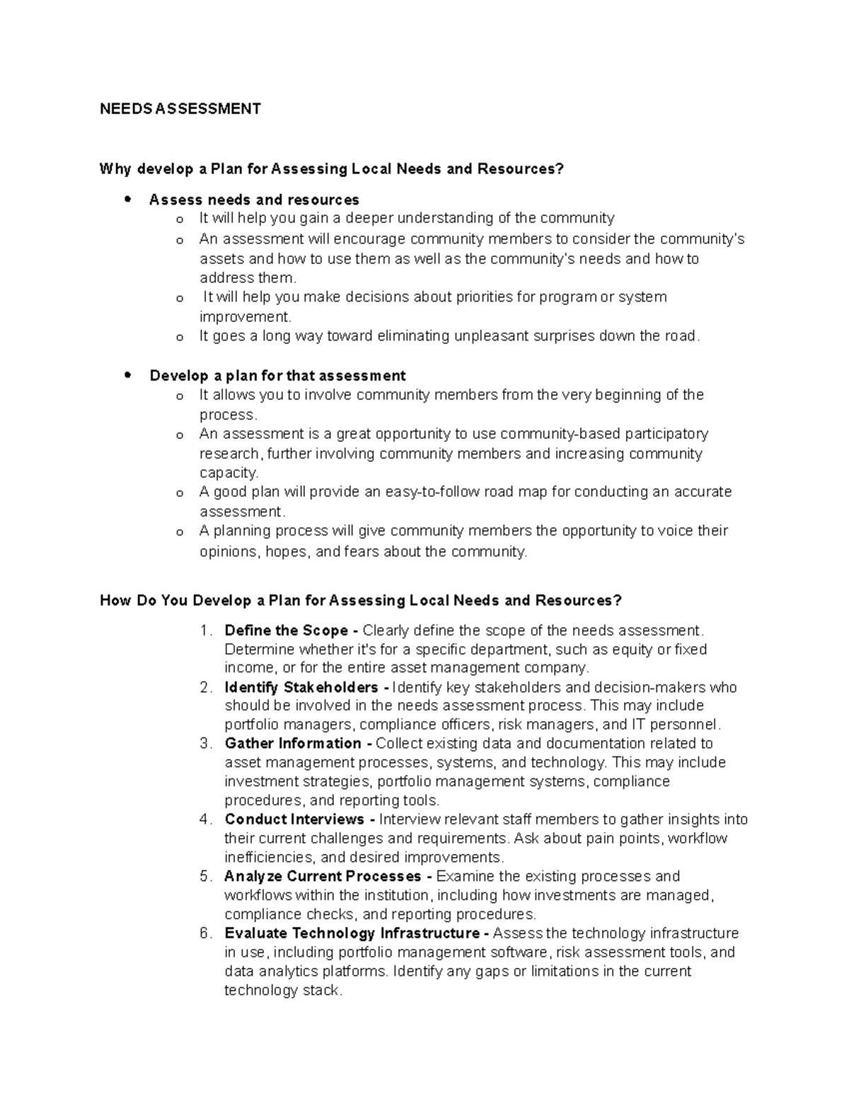 Roman Numeral VII Needs Assessment - NEEDS ASSESSMENT Why develop a ...