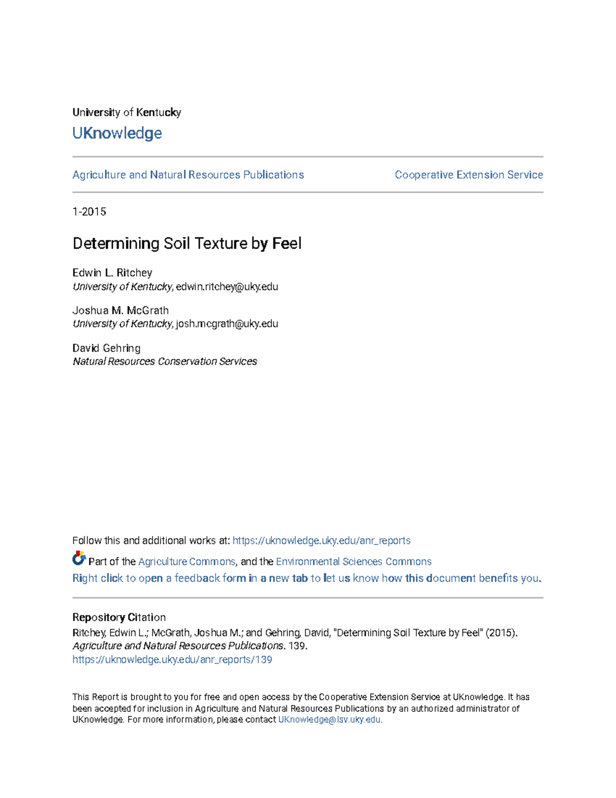 Determining Soil Texture by Feel 1 - University of KentuckyUniversity ...