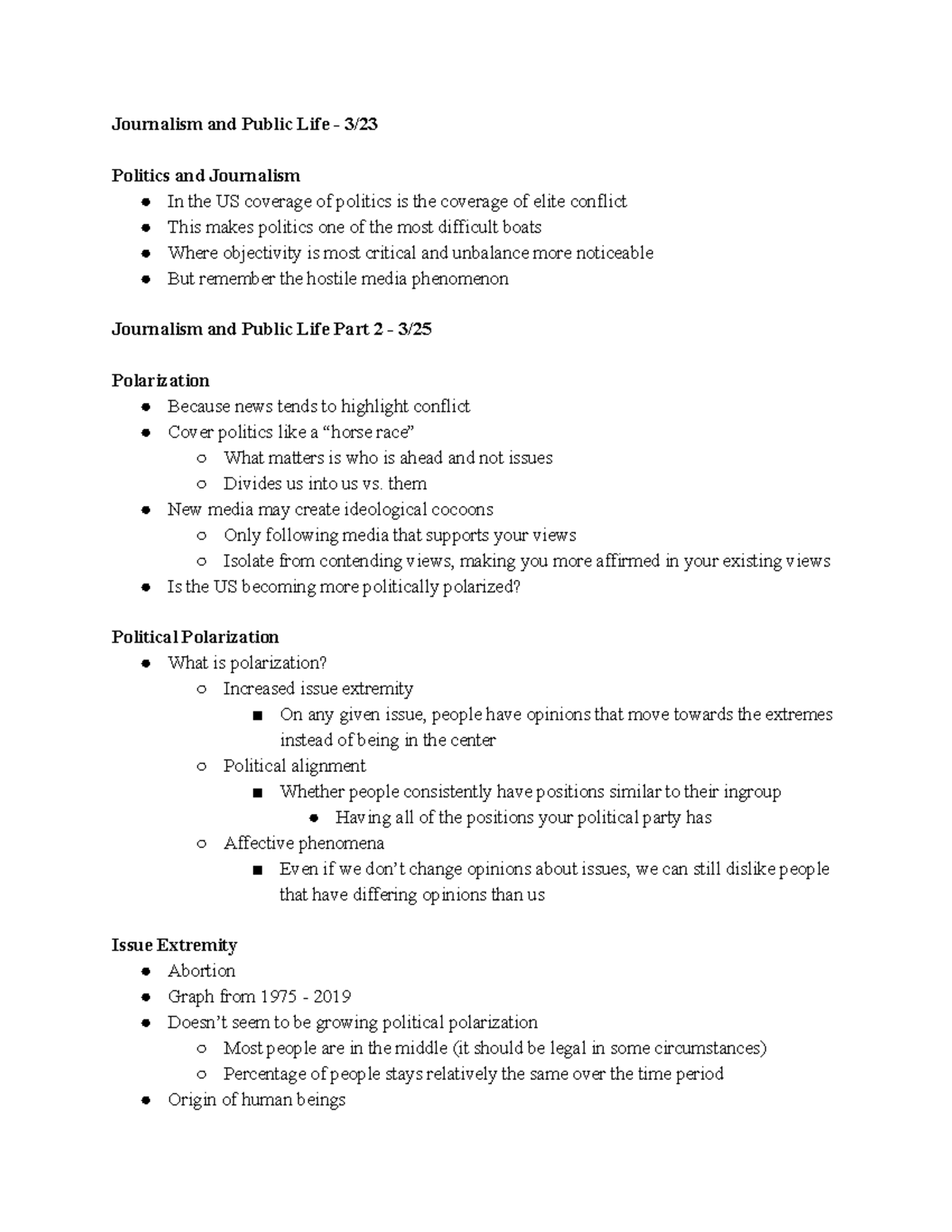 J201 Online Lectures - Lecture notes 8-12 - Journalism and Public Life ...
