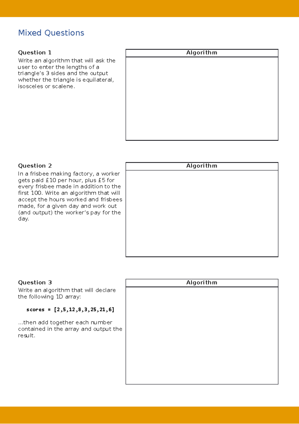 12 Mixed Questions - Mixed Questions Question 1 Algorithm Write an ...