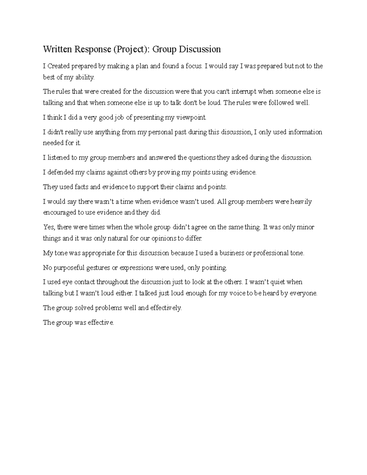 Written Response (Project) Group Discussion Raneem Chrabakh ELA 2022 ...