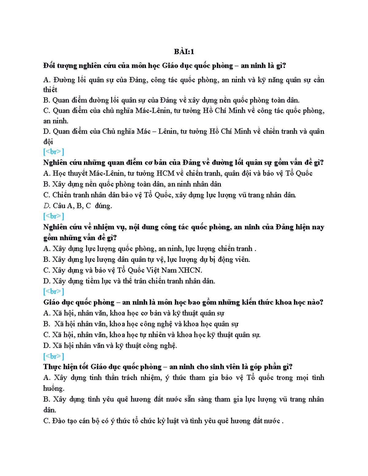 HP1 - tai lieu mon anh ngu 1 HUTECH - BÀI: Đối tượng nghiên cứu của môn học Giáo dục quốc phòng ...
