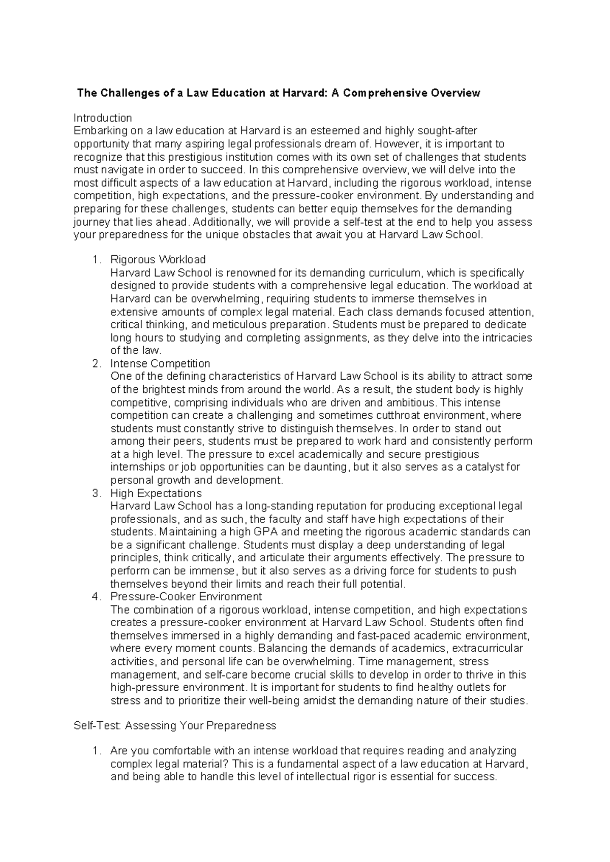 The Challenges of a Law Education at Harvard A Comprehensive Overview ...