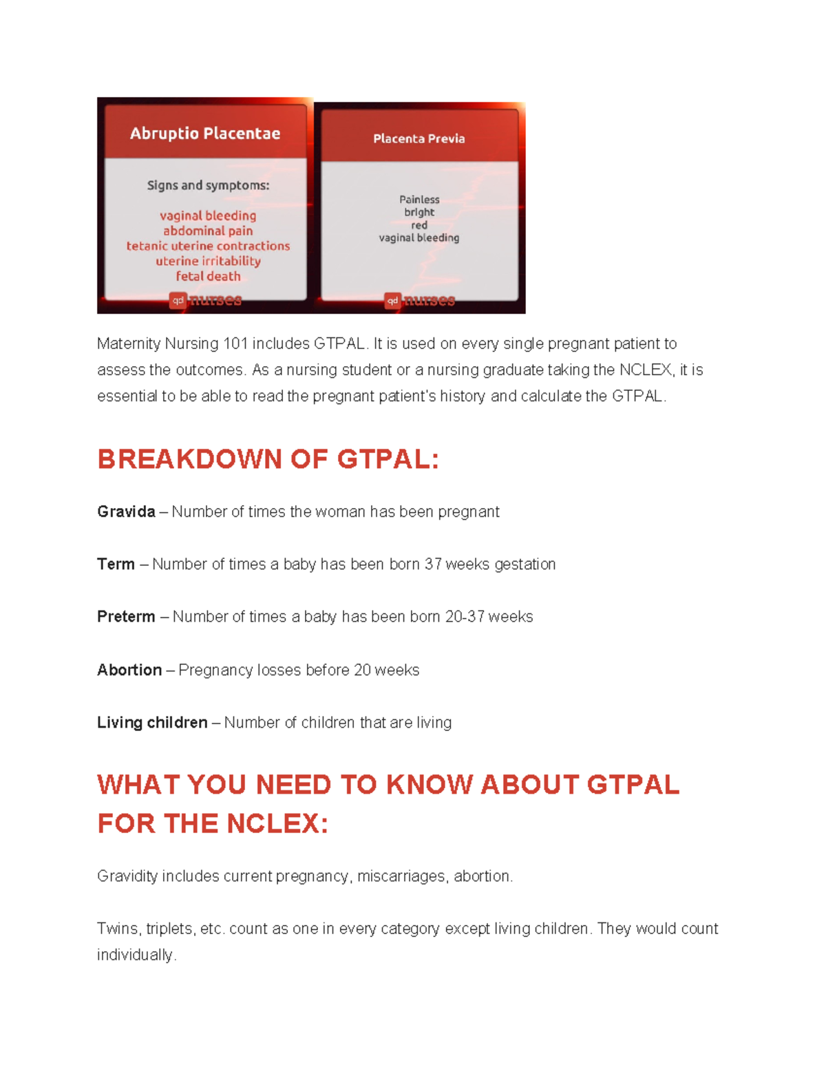 Additional review for exam 2 - Maternity Nursing 101 includes GTPAL. It ...