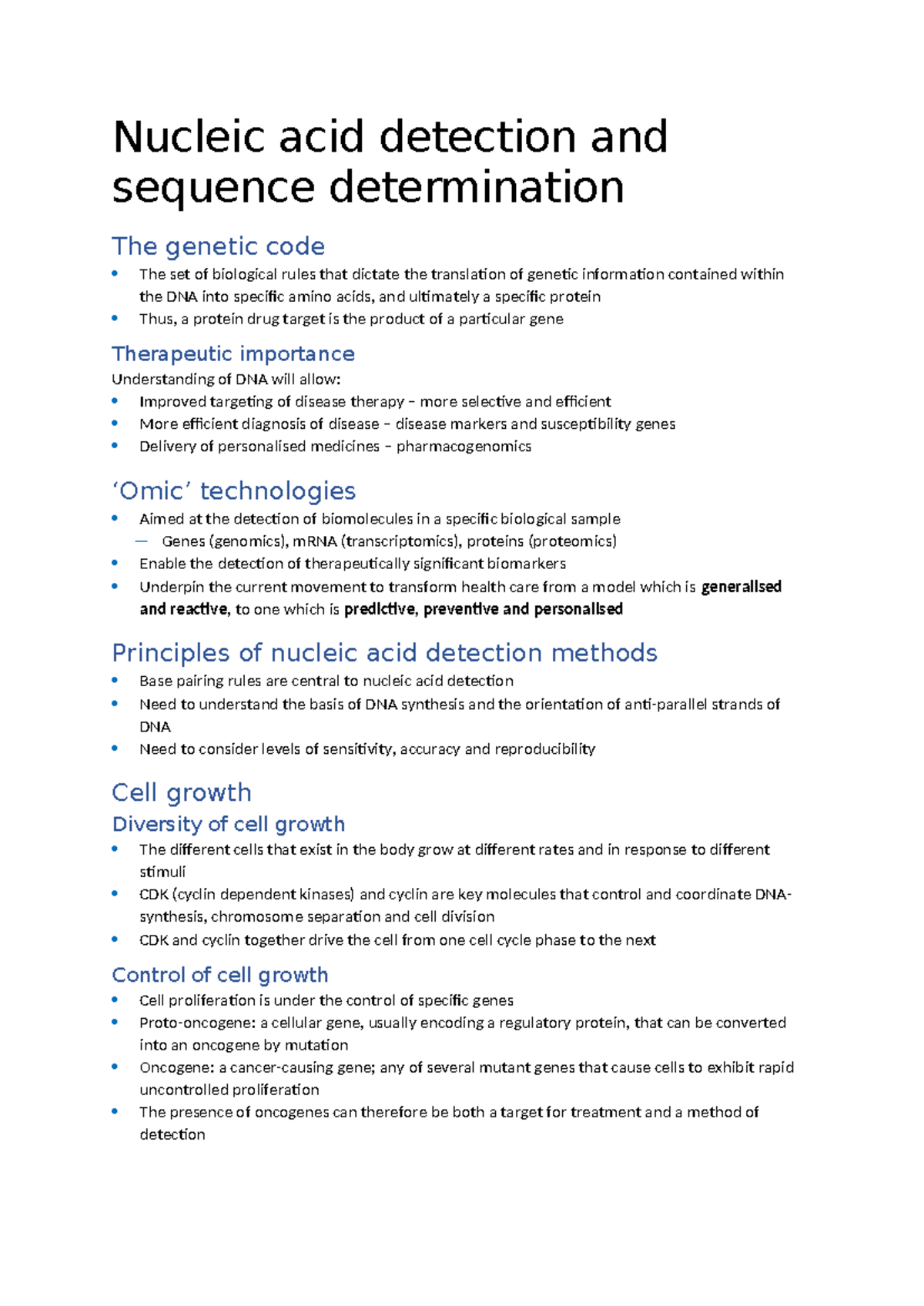 Notes 10 - Nucleic acid detection and sequence determination - Nucleic ...