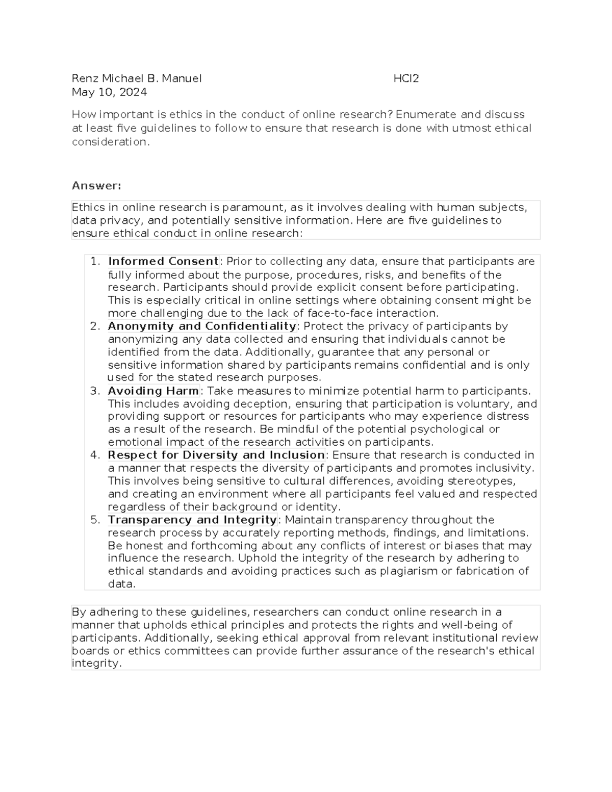 M3 -assignment Manuel - HCI concepts - Renz Michael B. Manuel HCI May 10, 2024 How important is ...