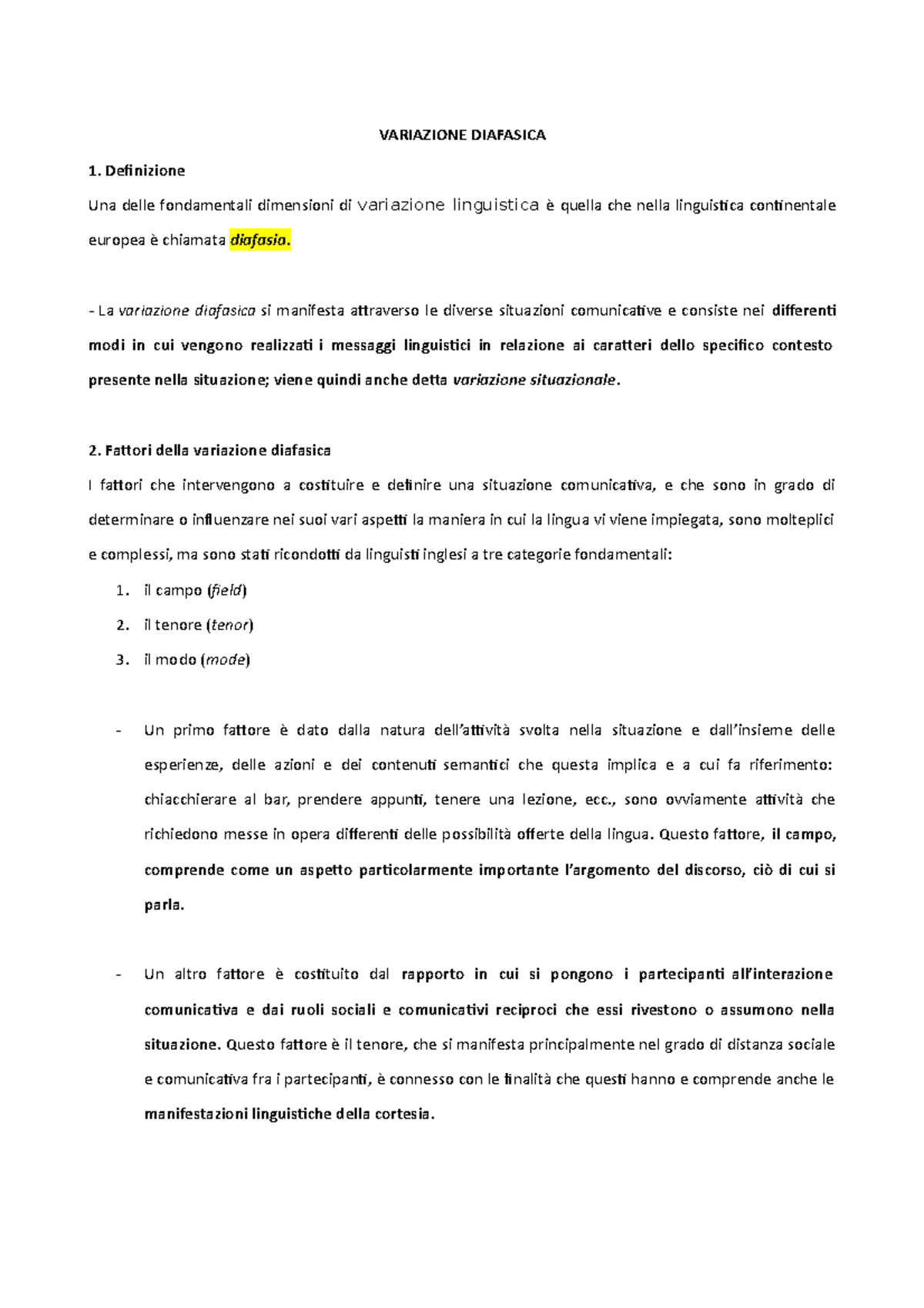 Variazioni linguistiche - diafasica e diastratica e diamesica ...