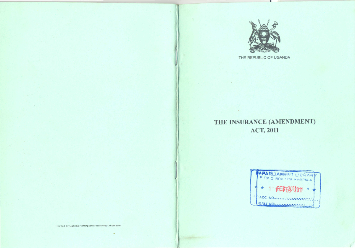 Insurance (Amendment) Act, 2011 - THE INSURANCE (AMENDMENT) ACT, 2011 ...