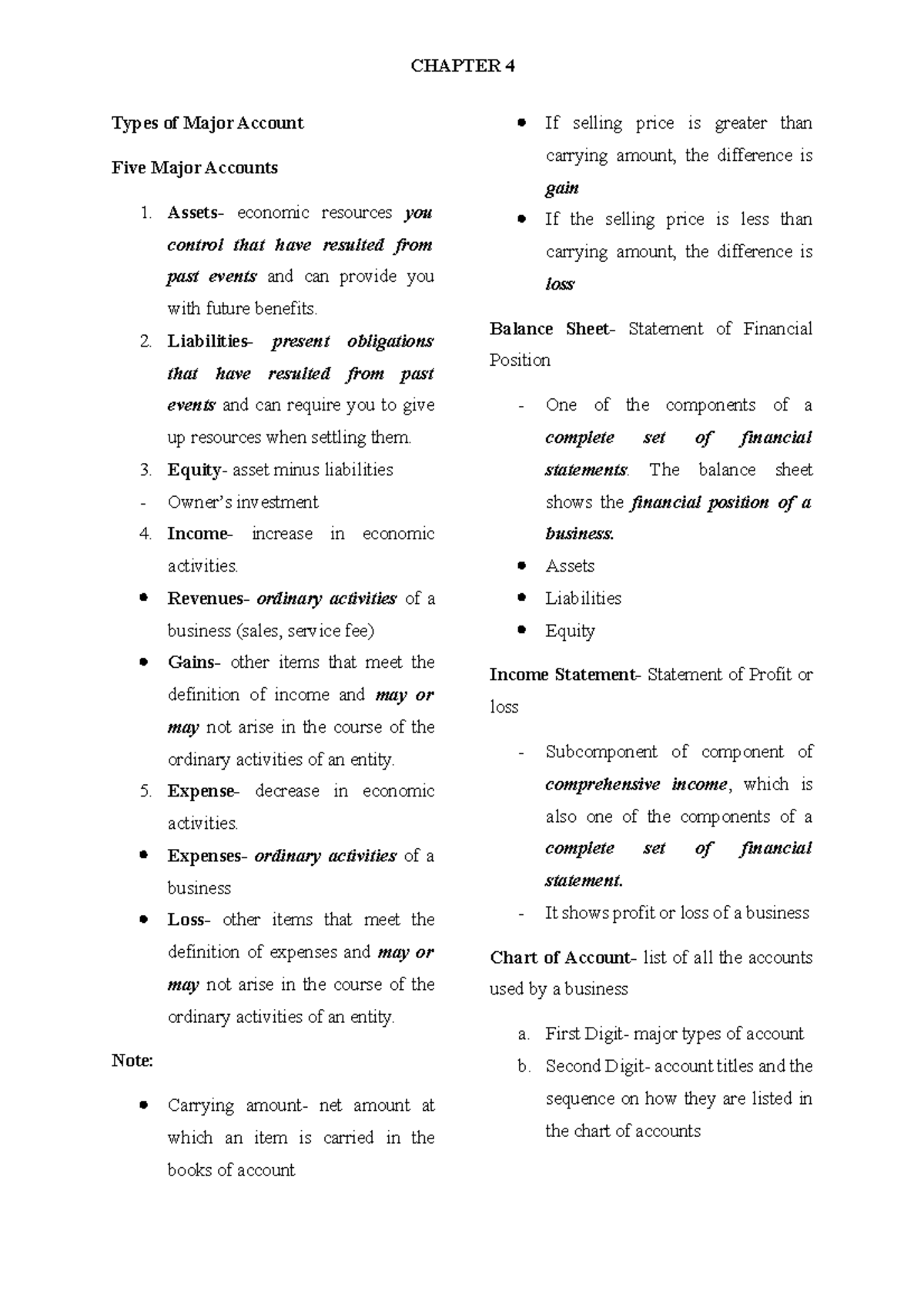 Financial accounting and Reporting (LESSON4) - CHAPTER 4 Types of Major ...