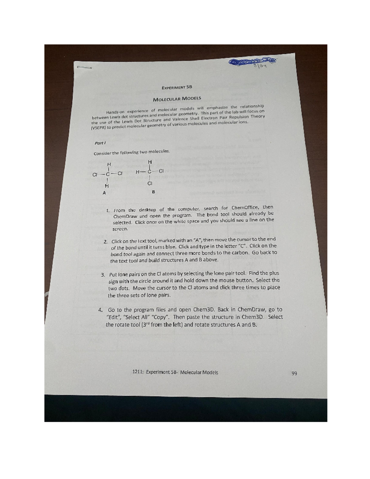 Experiment 5B- Molecular Models - EXPERIMENT 5B MOLECULAR MODELS ...
