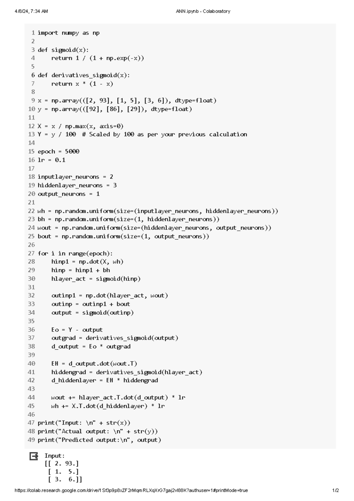 ANN.ipynb - Colaboratory - 1 2 3 4 5 6 7 8 9 10 11 12 13 14 15 16 17 18 19 20 21 22 23 24 25 26 ...