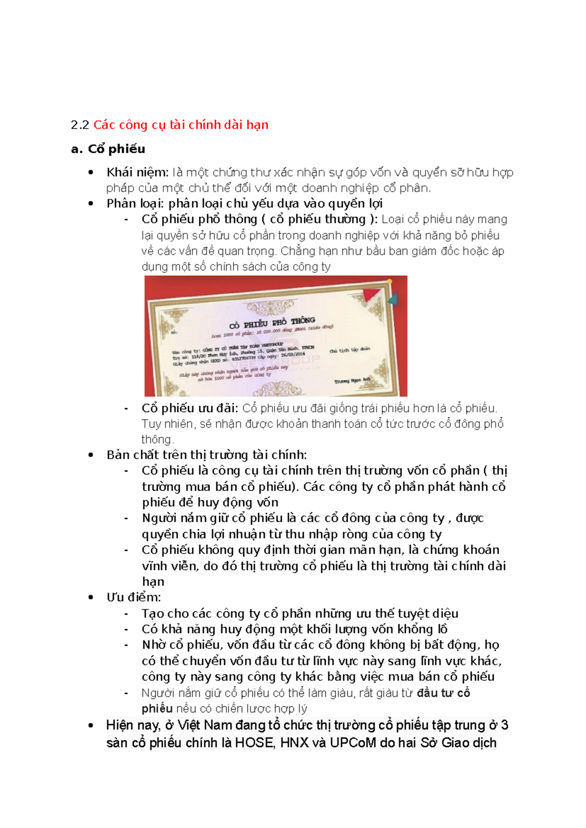 Cổ phiếu trái phiếu - dgff - 2 Các công cụ tài chính dài hạn a. Cổ ...