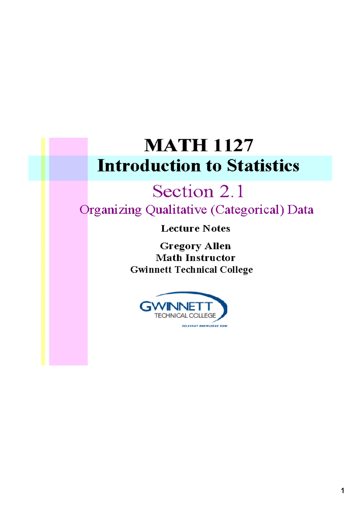 Math1127 lecture ch. 2.1 organizing qualitative data - completed ...