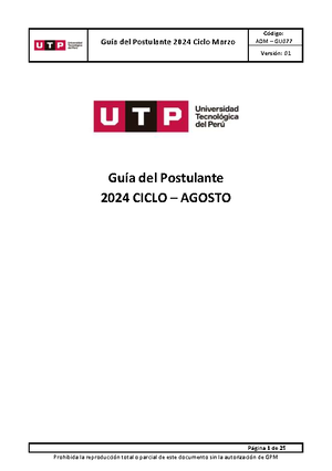 Solucionario UTP 2024 Examen Admisión Universidad Temario PDF ...