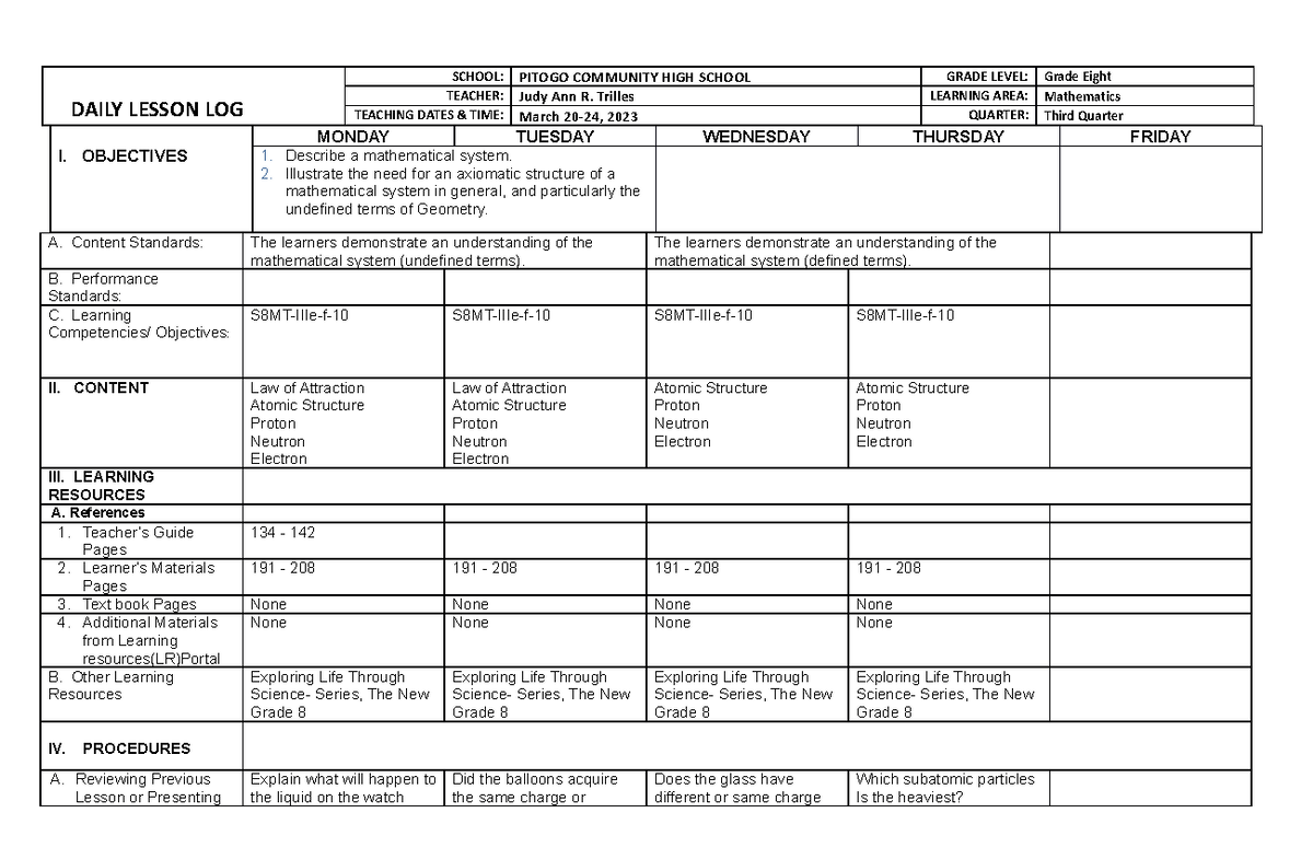 3RD-DLL MATH-8 3 - DAILY LESSON LOG SCHOOL: PITOGO COMMUNITY HIGH ...