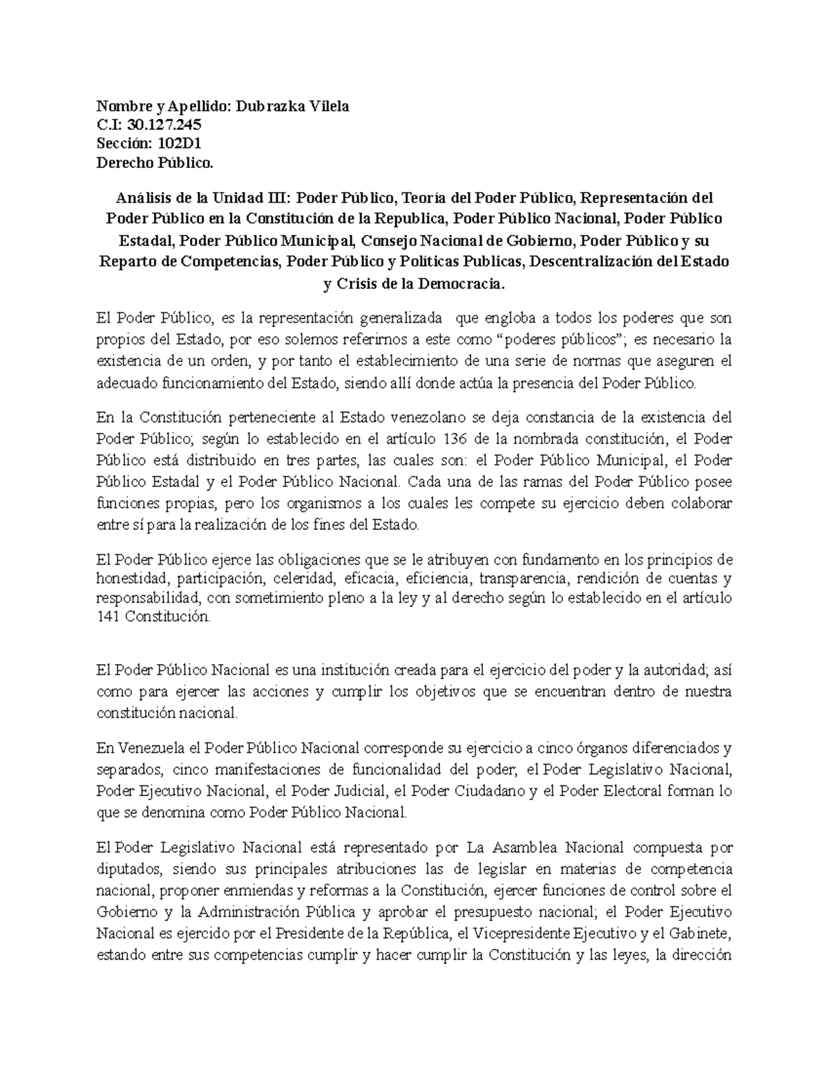 408221535 Analisis del Poder Publico en Venezuela - Nombre y Apellido ...