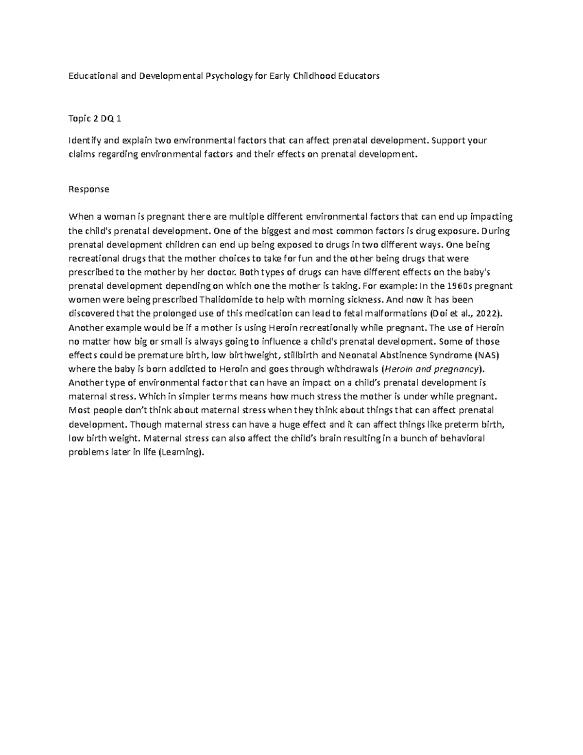 Topic Two DQ One - None - Educational and Developmental Psychology for ...