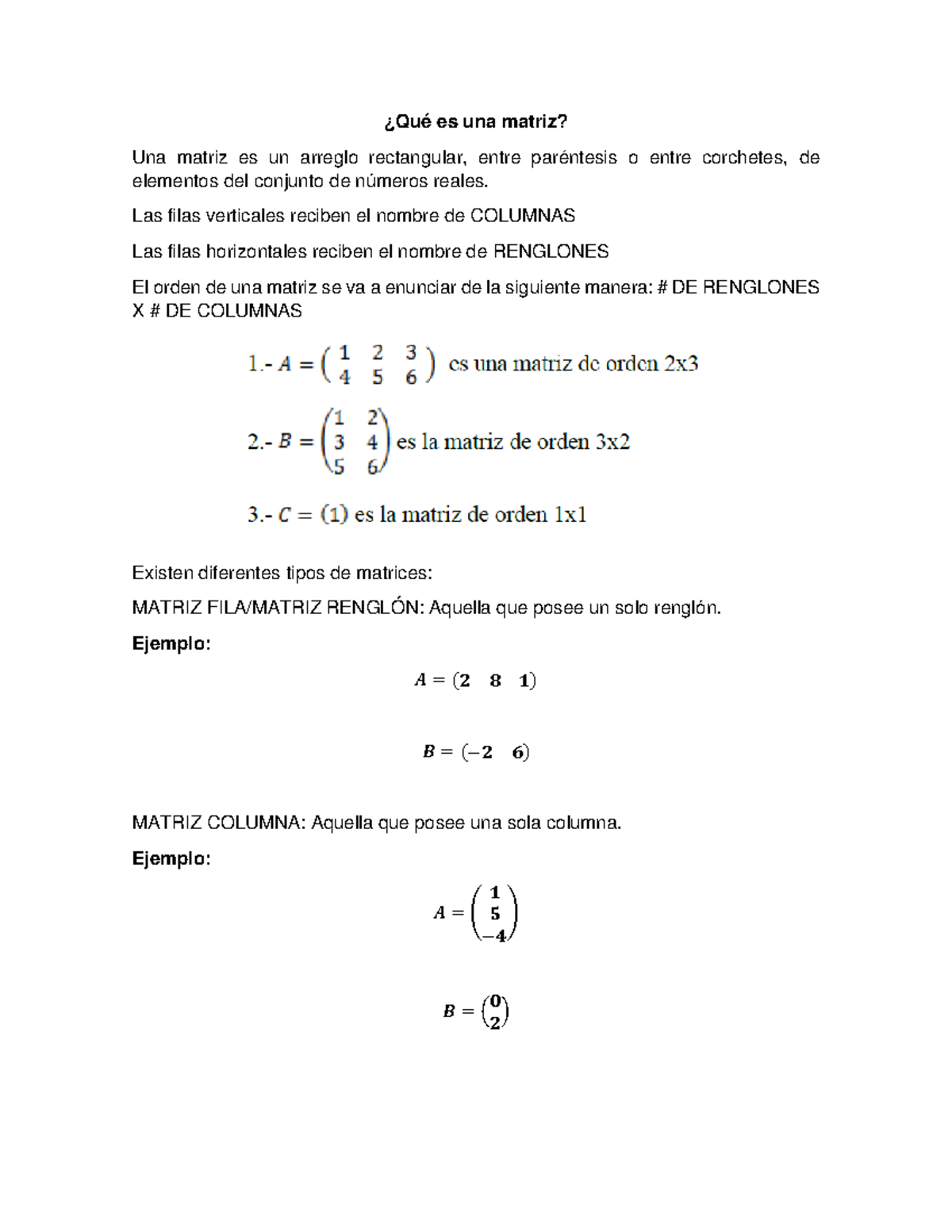 Matrices - Teoría y Ejemplos del tema - ¿Qué es una matriz? Una matriz ...