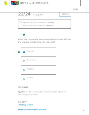Unit 1 Milestone - Visual Communications 81% - 1 CONCEPT → Color 21 / ...