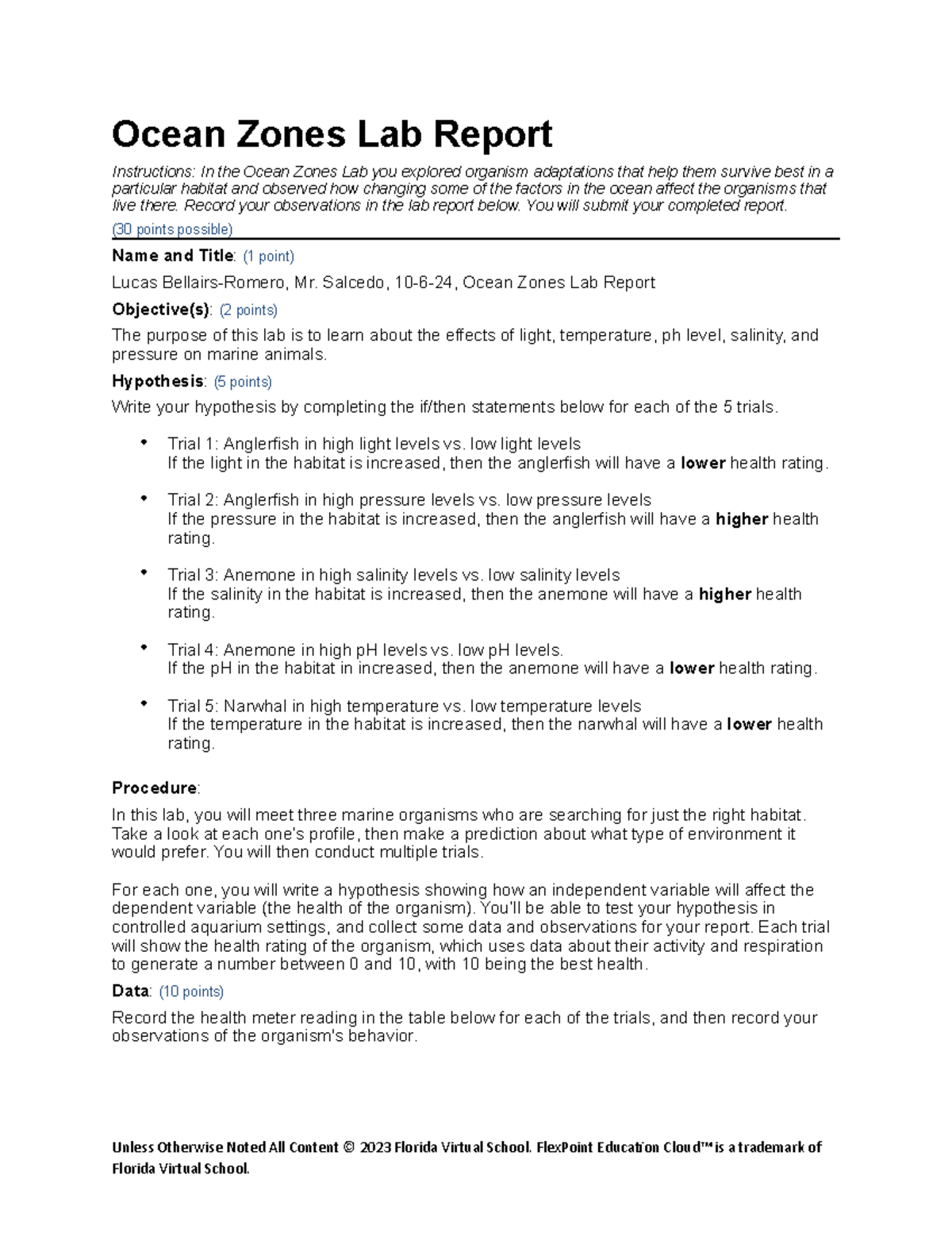 Ocean zones lab report 1 - Ocean Zones Lab Report Instructions: In the ...