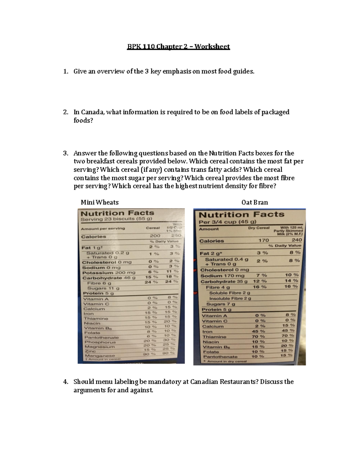 BPK 110 Chapter 2 Spring 2023-5 - BPK 110 Chapter 2 – Worksheet Give an ...