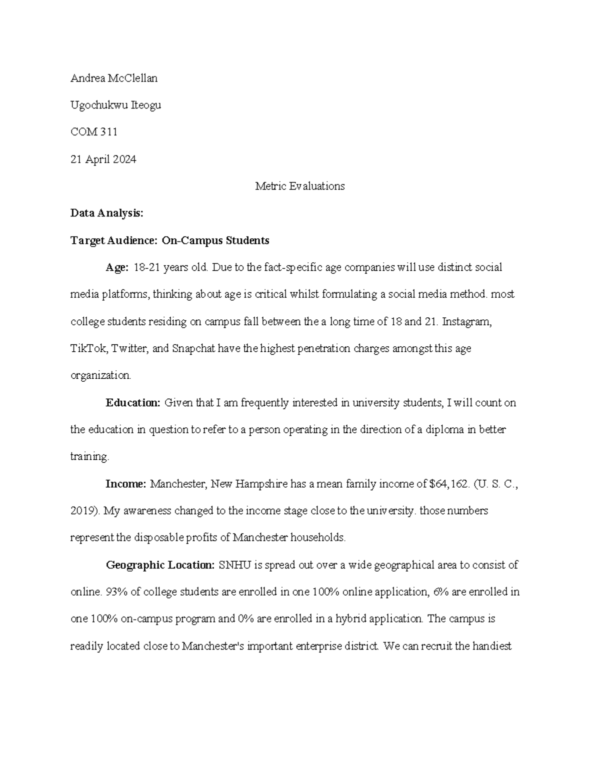 Final Assignment - Module Seven.docx - Andrea McClellan Ugochukwu ...