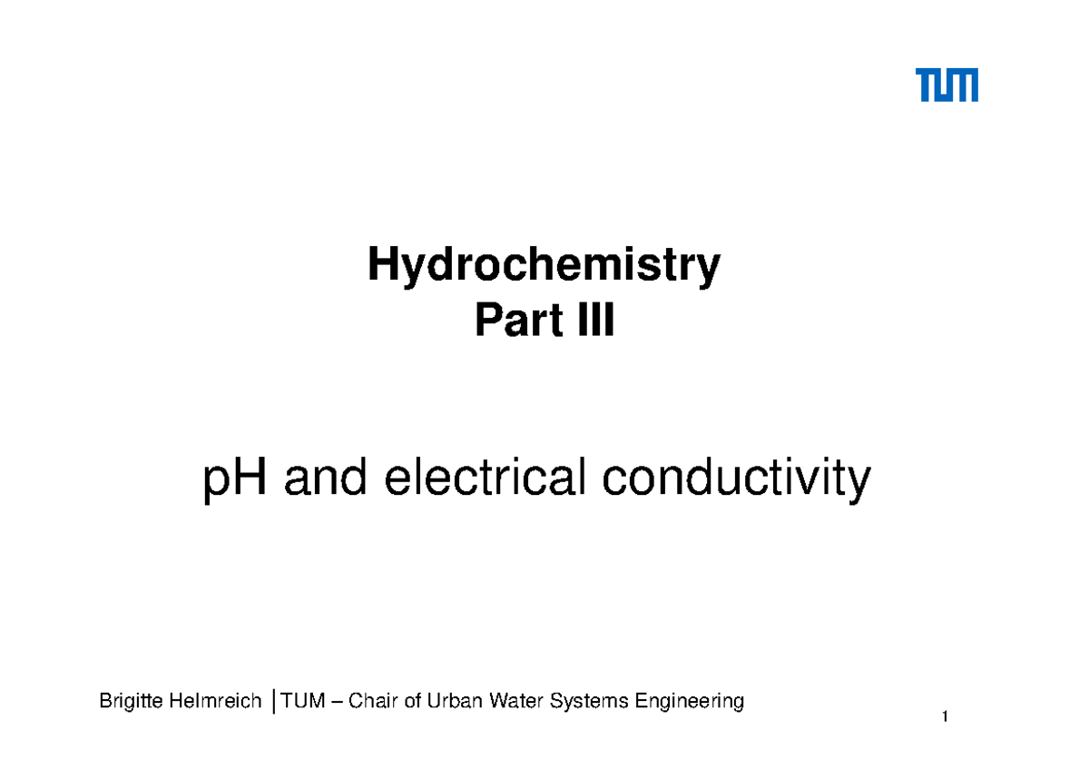 Hydrochemistry III-WS16-17 - Master Environmental Engineering ...