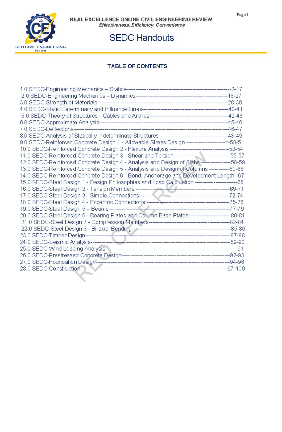 3. SEDC - Reviewer for Civil Engineering Board Exam - REO CELE Review REAL EXCELLENCE ONLINE ...