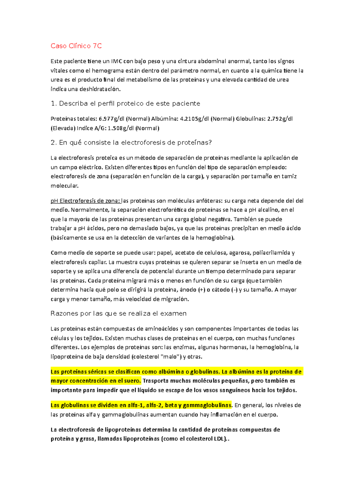 Caso clinico 7c - Caso Clínico 7C Este paciente tiene un IMC con bajo ...