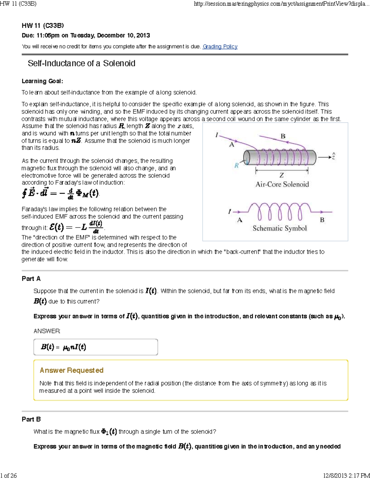 HW 11 (C33B) - HW 11 (C33B) - HW 11 (C33B) Due: 11:05pm on Tuesday, December 10, 2013 You will ...