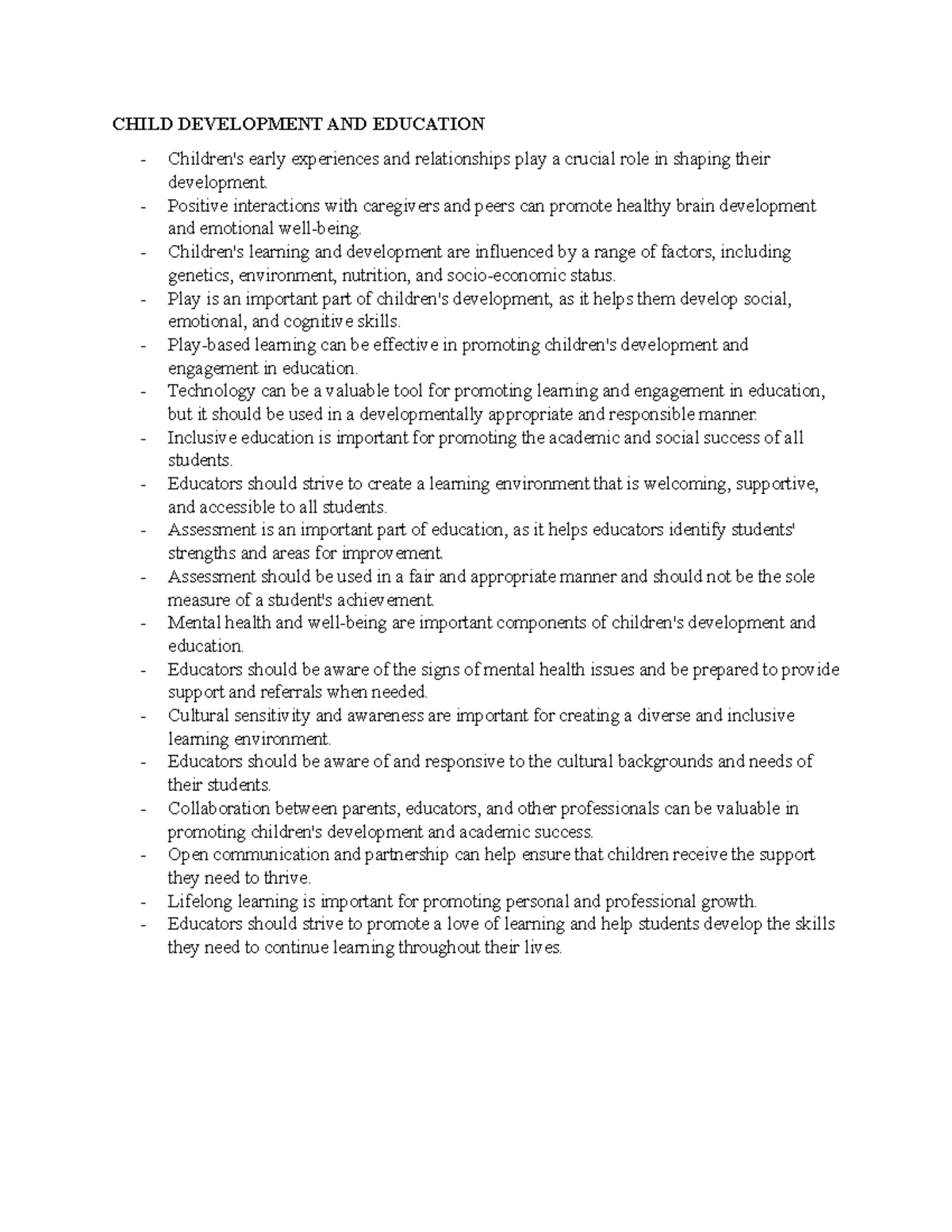 Child Development AND Education Notes 2 - CHILD DEVELOPMENT AND ...