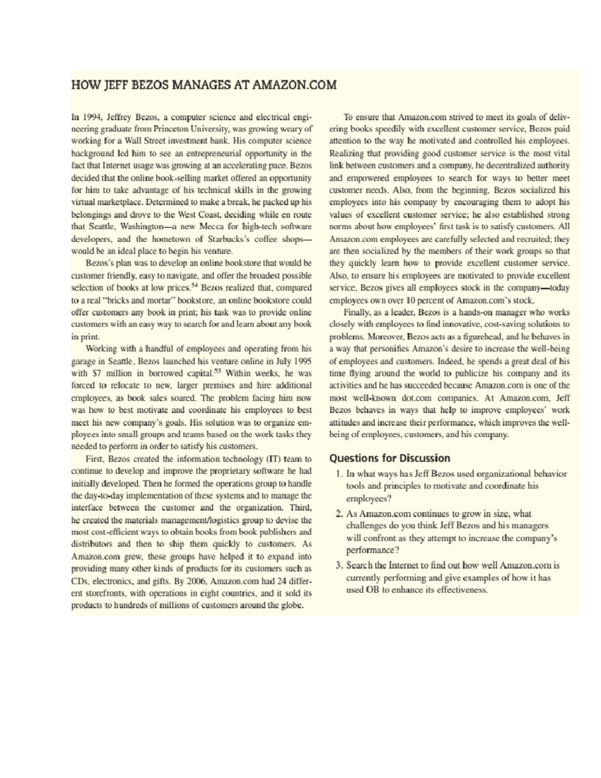 Amazon case study - HOW JEFF BEZOS MANAGES AT AMAZON In 1994, Jeffrey ...