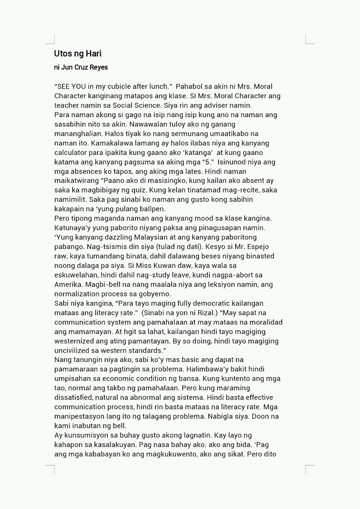 Utos ng Hari Jun Cruz Reyes - Bachelor of Arts in Journalism - Studocu