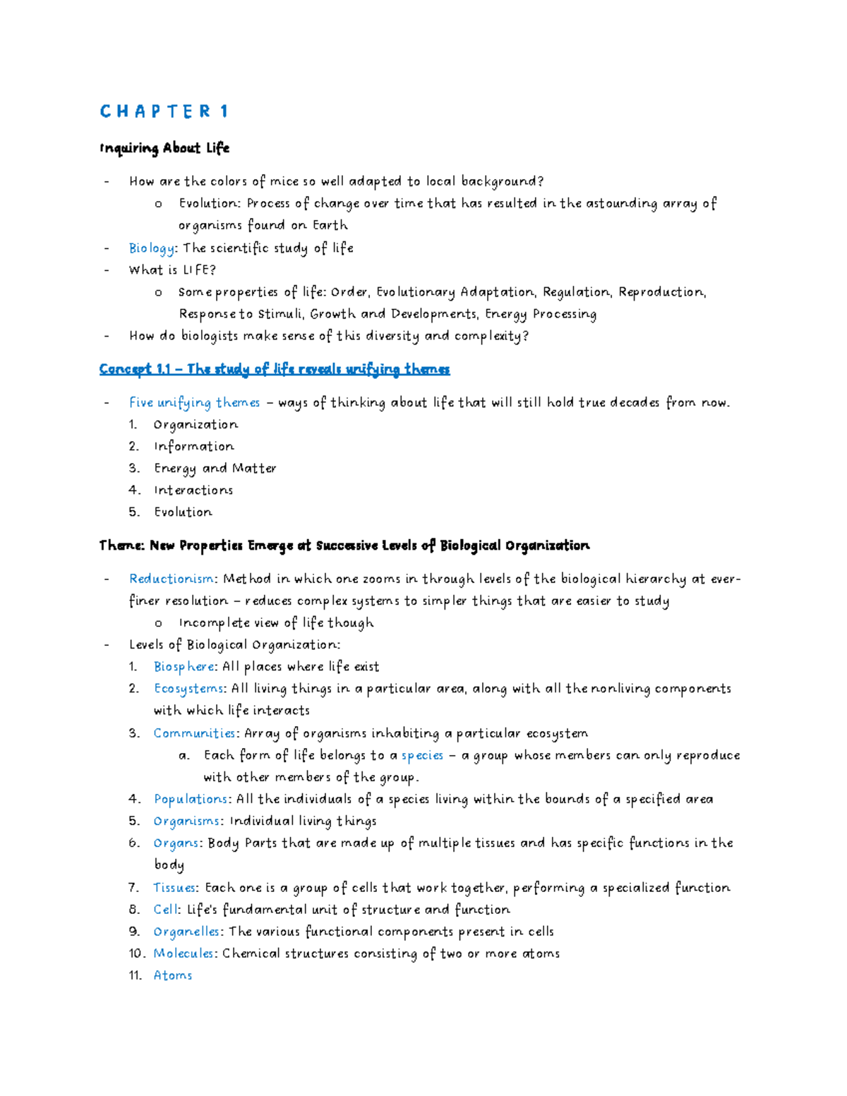 Campbell Biology - Unit 1 - C H A P T E R 1 Inquiring About Life - How ...