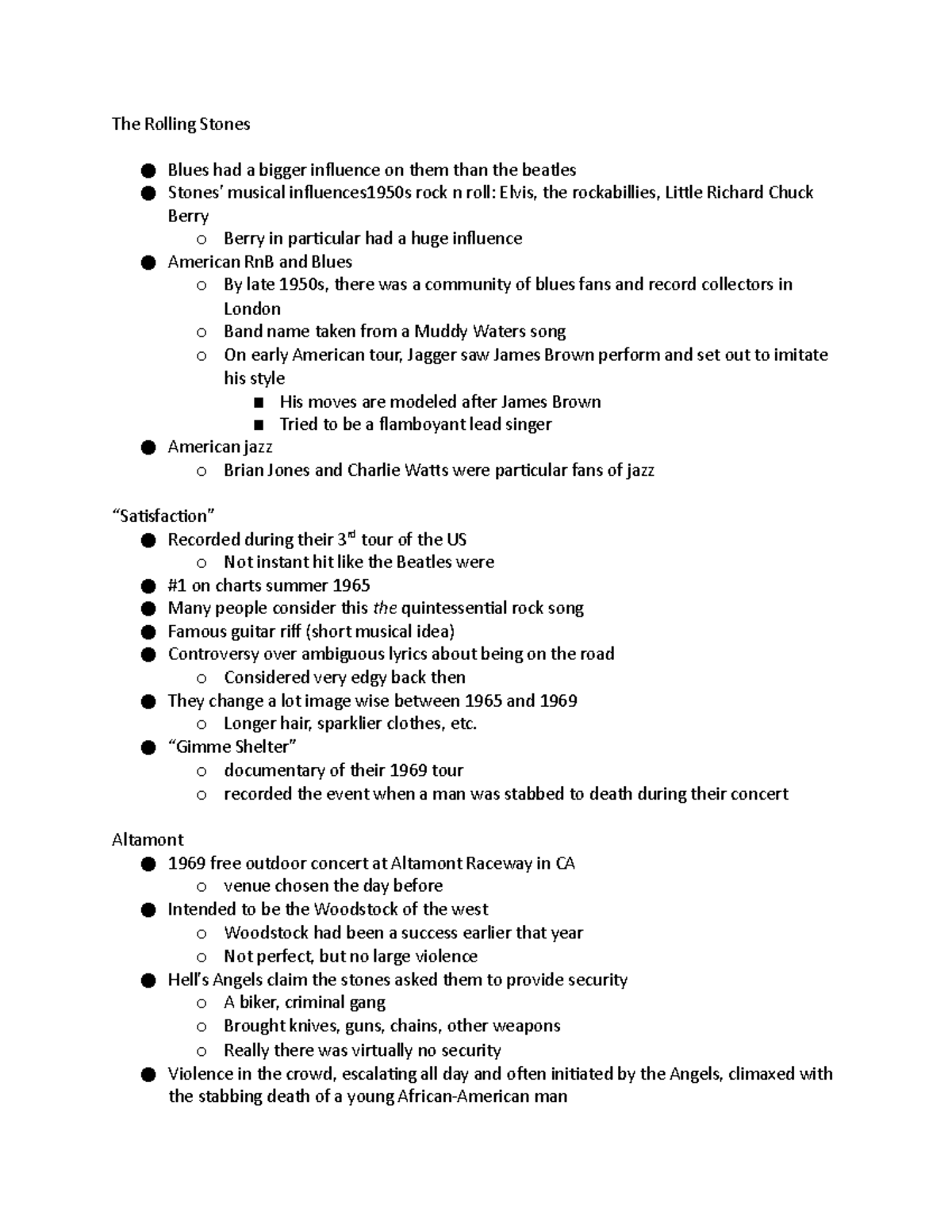 The Rolling Stones - Class notes - The Rolling Stones Blues had a ...