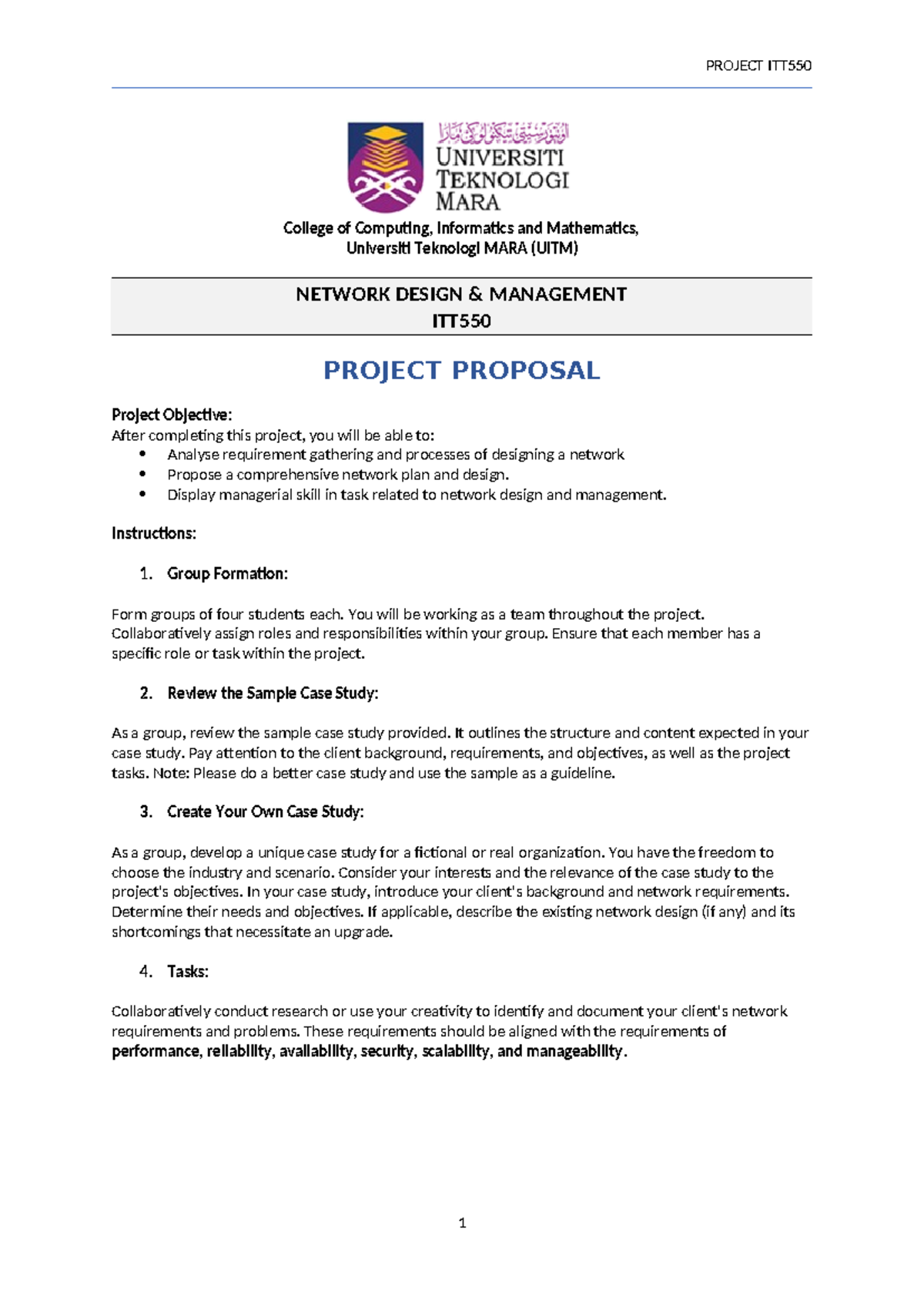 Project Proposal# - College of Computing, Informatics and Mathematics, Universiti Teknologi MARA ...