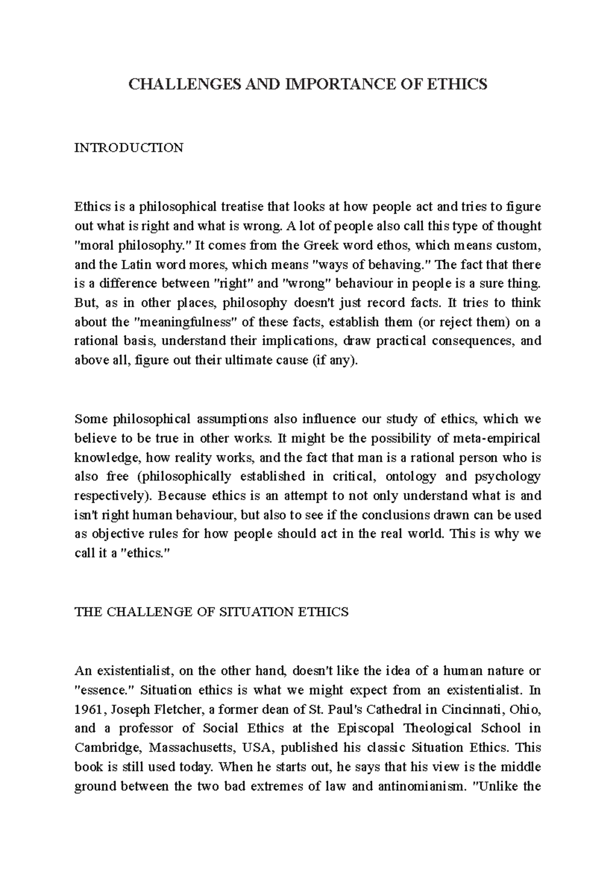 Challenges AND Importance OF Ethics CHALLENGES AND IMPORTANCE OF challenges-and-importance-of-ethics-challenges-and-importance-of