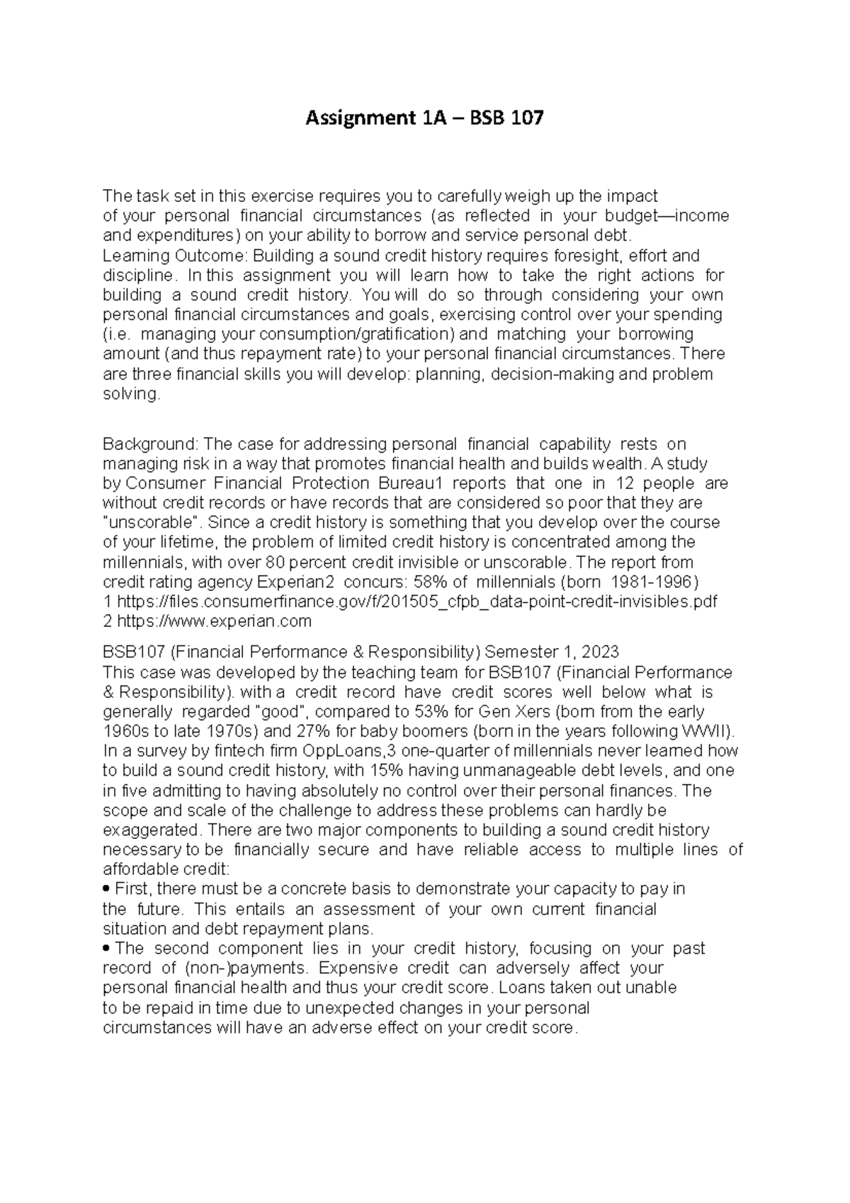 1A-BSB 107 Queensland cricket - Assignment 1A – BSB 107 The task set in ...