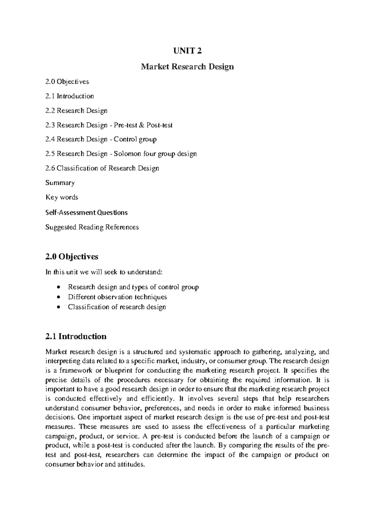 Unit 2-final - PPT - UNIT 2 Market Research Design 2 Objectives 2 ...