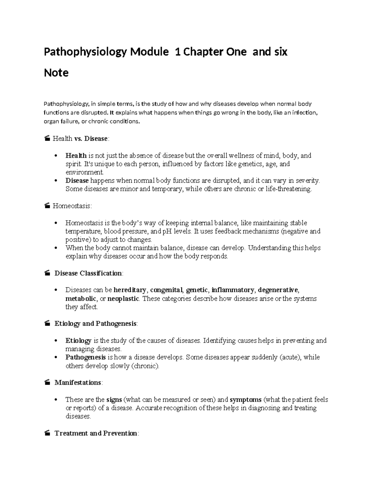 Pathophysiology Module 1 Chapter One and six - It explains what happens ...