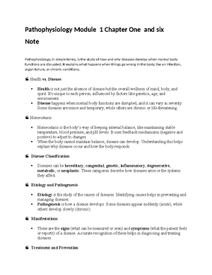 Pathophysiology Module 1 Chapter One and six - Pathophysiology Modules ...