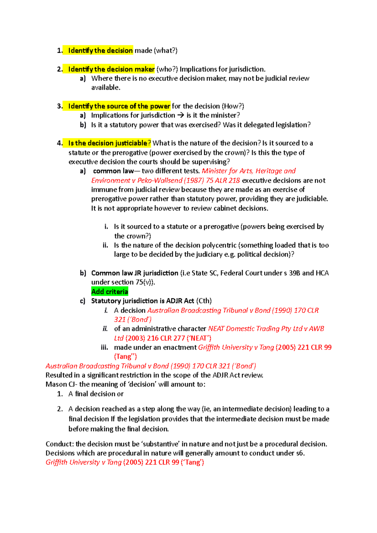 Admin law issue notes - breaking fown dmin law Issues - 1. Identify the ...