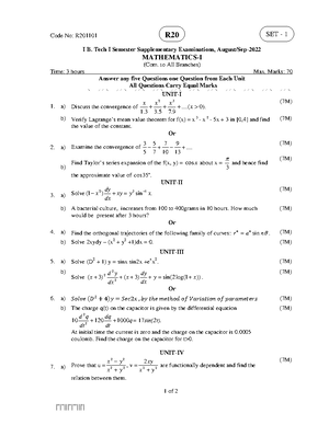 Engineering Mechanics AUG SEPT 2022 - Code No: R I B. Tech I Semester ...