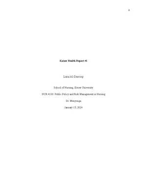 Week 12 Assignment Kaiser Health Report #7 - Kaiser Health Report ...