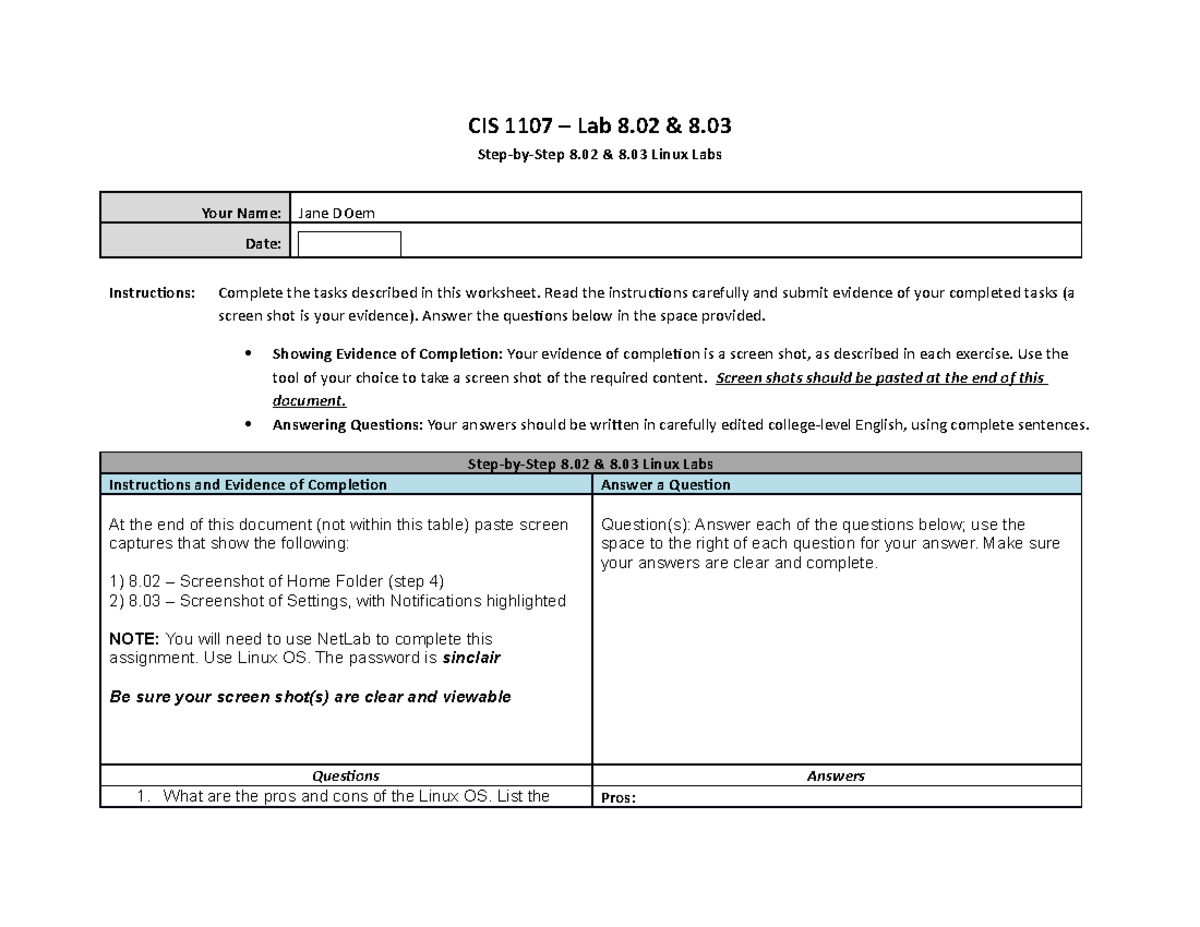 Chapter 08 Part 1 - Questions, answers, and screenshots of operating ...