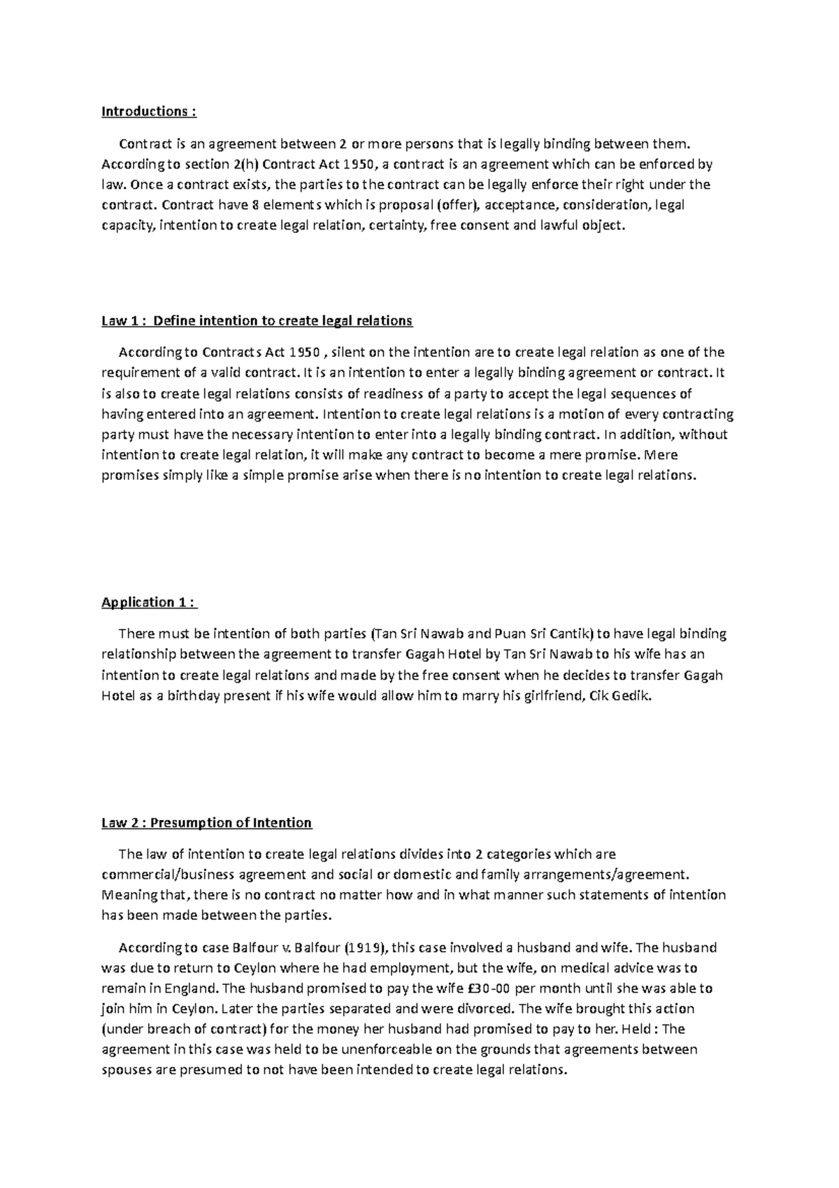 LAW TAN SRI Nawab - Introductions : Contract is an agreement between 2 ...