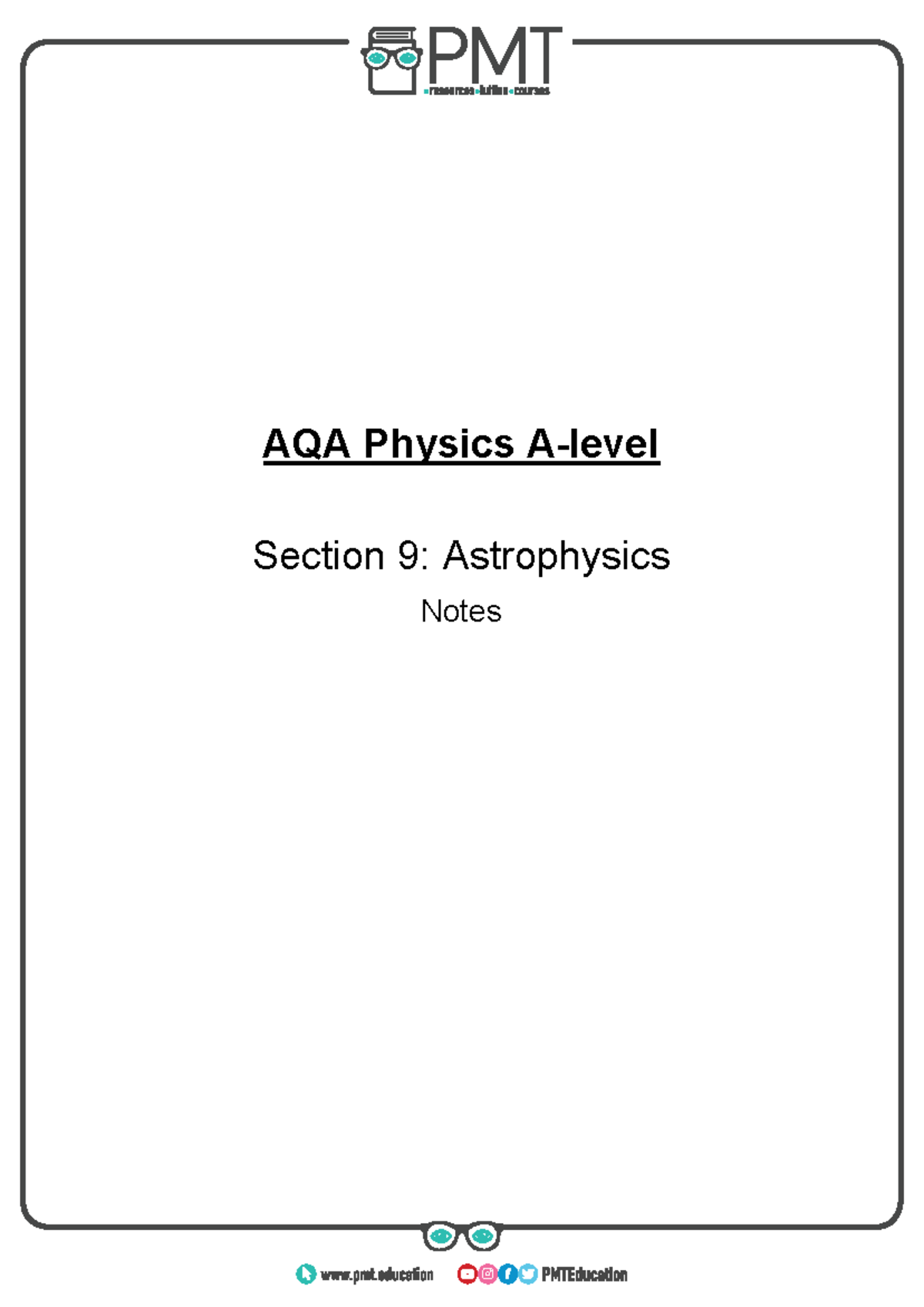 Astro - Waf - AQA Physics A-level Section 9: Astrophysics Notes 3.9 ...