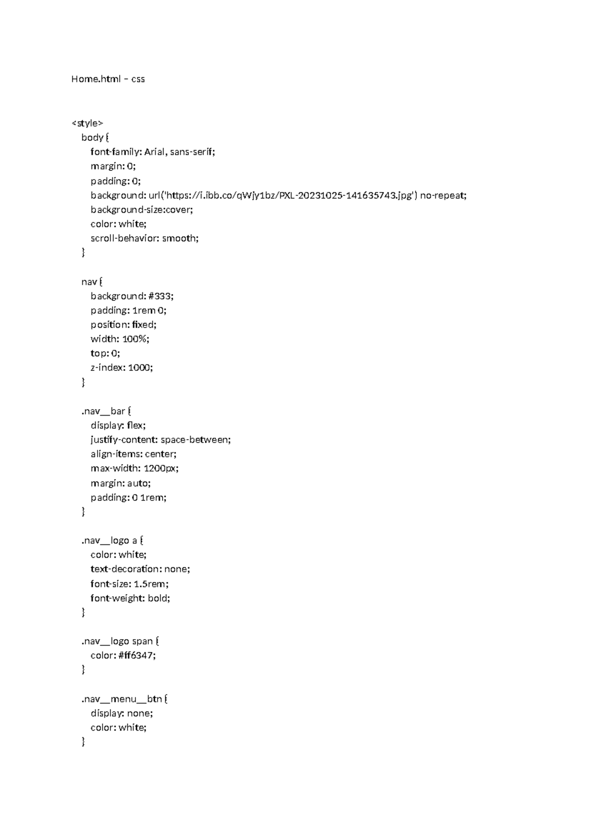 Cssparts - CSS for Web Tech - Home – css body { font-family: Arial ...