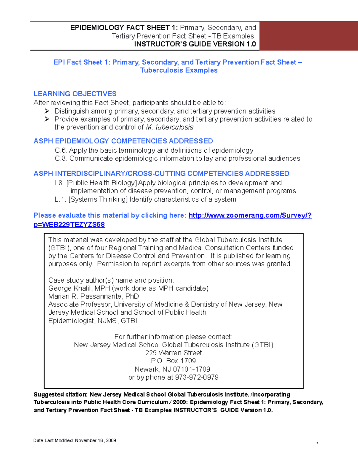 Week 2 lecture 2 EPI Fact Sheet 1 Primary, Secondary and Tertiary ...